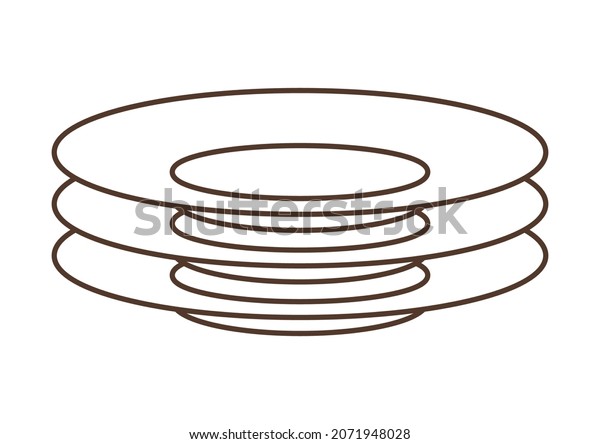 Illustration Plates Stack Stylized Kitchen Restaurant Stock Vector ...