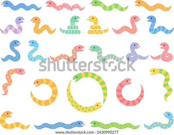 Illustration Set Snakes Various Colorful Patterns Stock Vector (Royalty Free) 2430990277 ...