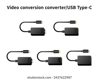 Illustration Set Video Conversion Converterusb Type-c Stock Vector ...