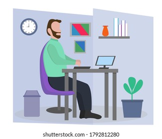 Illustration Vector Design Man Working His Stock Vector (Royalty Free ...