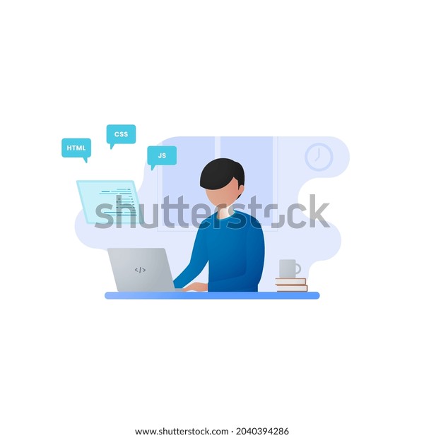 Illustration Vector Graphic Programmer Perfect Social Stock Vector ...