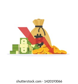 Income Decrease Graph Financial Crisis Rate Stock Vector (Royalty Free ...