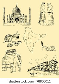 Illustration India Background Showing Incredible Culture Stock Vector ...
