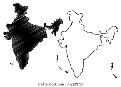 India Map Vector Illustration Scribble Sketch Stock Vector (Royalty ...