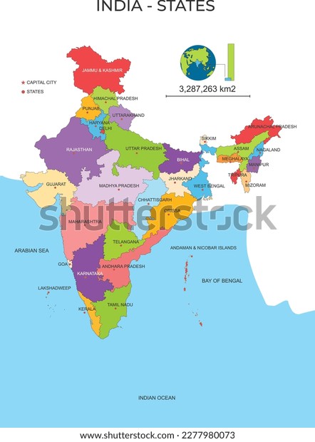 India Map Vector Multi Layers Stock Vector (Royalty Free) 2277980073 ...