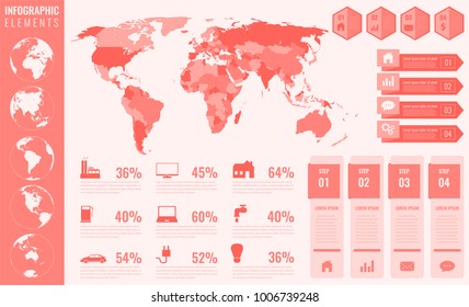 Infographic Elements World Map Charts Vector Stock Vector (Royalty Free ...