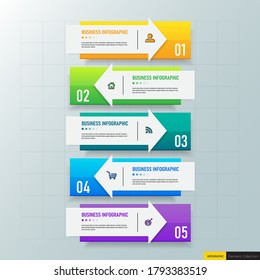 Infographics Template 5 Steps Rectangle Banner Stock Vector (Royalty ...