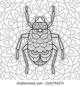 Insect Mandala Coloring Pages Stress Relieving Stock Vector (Royalty ...