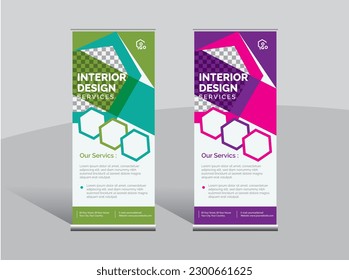 Interior Design Roll Banner Template Stand Stock Vector (Royalty Free ...