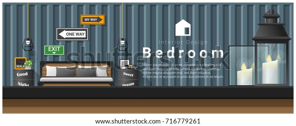 Interior Design Table Top Modern Bedroom Stock Vector (Royalty Free ...