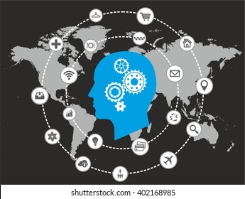 Internet Things Thinking Head Process Concept Stock Vector (Royalty ...