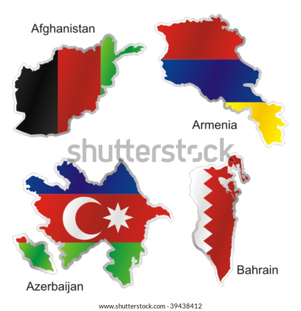 Isolated Asian Flags Map Shape Stock Vector (Royalty Free) 39438412 ...