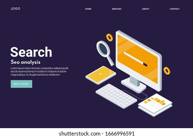 Isometric Concept Seo Search Analysis Search Stock Vector (Royalty Free ...