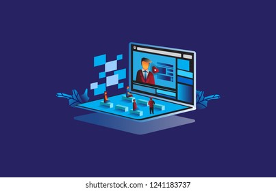 Isometric E Learning Concept Vector Illustration Stock Vector (Royalty ...