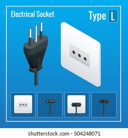 Isometric Switches Sockets Set Type L Stock Vector (Royalty Free ...