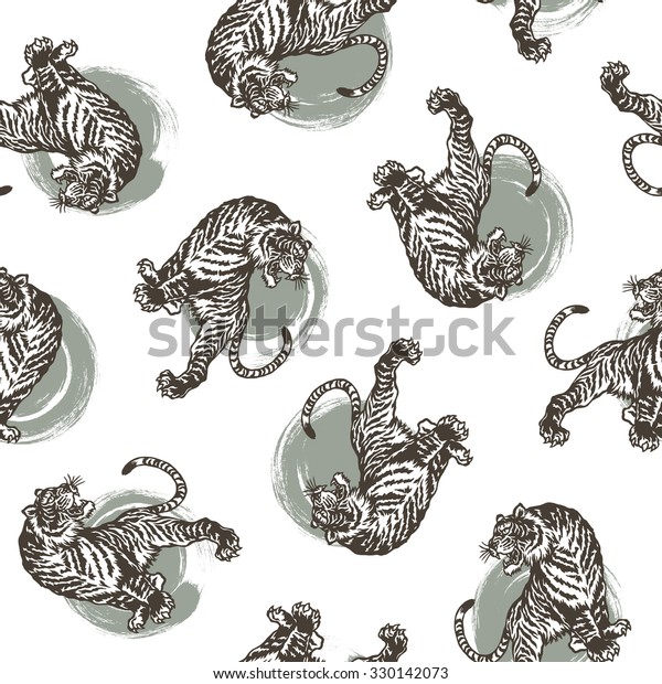 Japanese Tiger Pattern Stock Vector (Royalty Free) 330142073 | Shutterstock