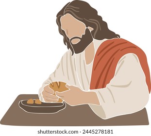 Jesus Breaks Bread Last Supper Boho Stock Vector (Royalty Free ...