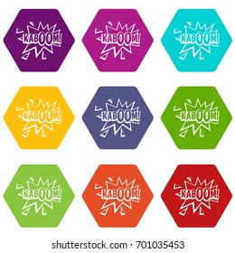 Kaboom Explosion Icon Set Many Color Stock Vector (Royalty Free ...