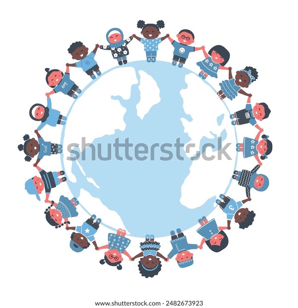 Kids Around Globe Multicultural Group Children Stock Vector (Royalty ...