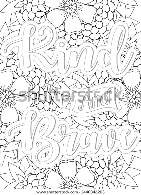 Kindness Quotes Flower Coloring Page Beautiful Stock Vector (Royalty ...