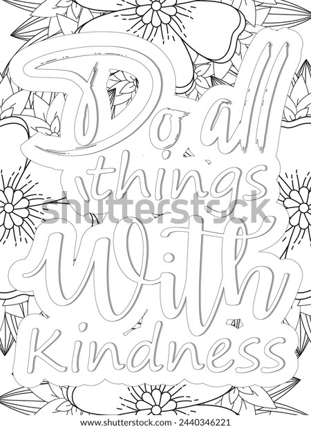 Kindness Quotes Flower Coloring Page Beautiful Stock Vector (Royalty ...