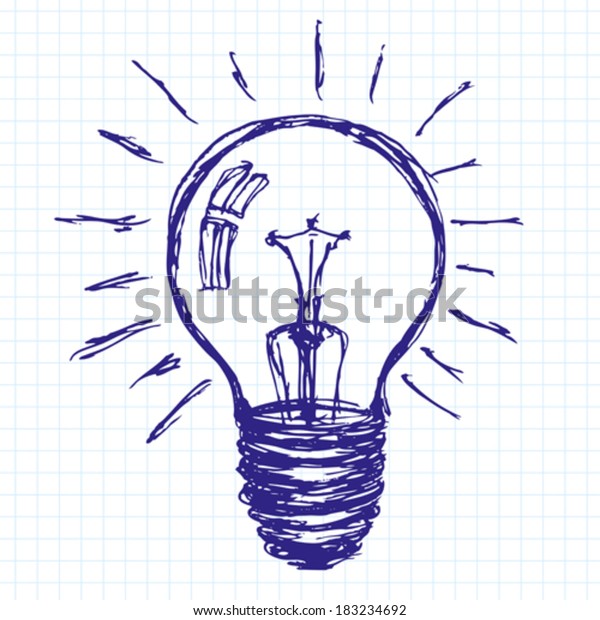 Lamp Vector Idea Sketch Background Drawn Stock Vector (Royalty Free ...