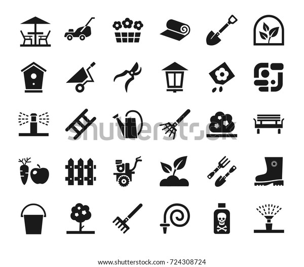 Landscape Design Icons Monochrome Vector Arrangement Stock Vector ...