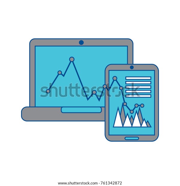 Laptop Computer Mobile Screen Chart Graph Stock Vector (Royalty Free ...