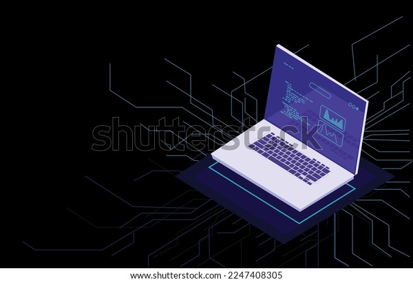 Laptop Diagrams Data Coding Program On Stock Vector (Royalty Free ...