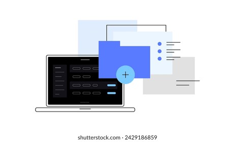 Laptop Folder Files Pc Work Processes Stock Vector (Royalty Free ...