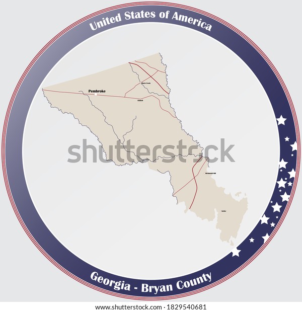 Large Detailed Map Bryan County Georgia Stock Vector (Royalty Free ...