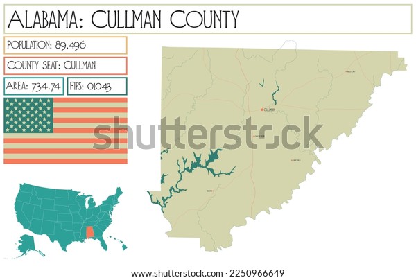 Large Detailed Map Cullman County Alabama Stock Vector (Royalty Free ...
