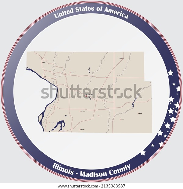 Large Detailed Map Madison County Illinois Stock Vector (Royalty Free ...