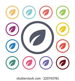 Leaf Flat Icons Set Open Round Stock Vector (Royalty Free) 220743781 ...