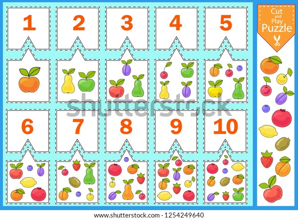 Learn Count Numbers Set Puzzle Different Stock Vector (Royalty Free ...