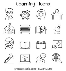 Learning Education Icon Set Thin Line Stock Vector (Royalty Free ...