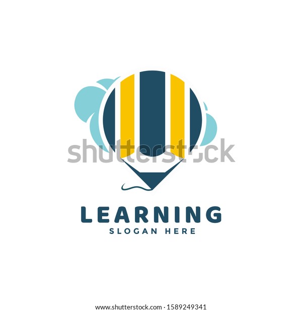 Learning Education Logo Symbol Flying Baloon Stock Vector (Royalty Free ...