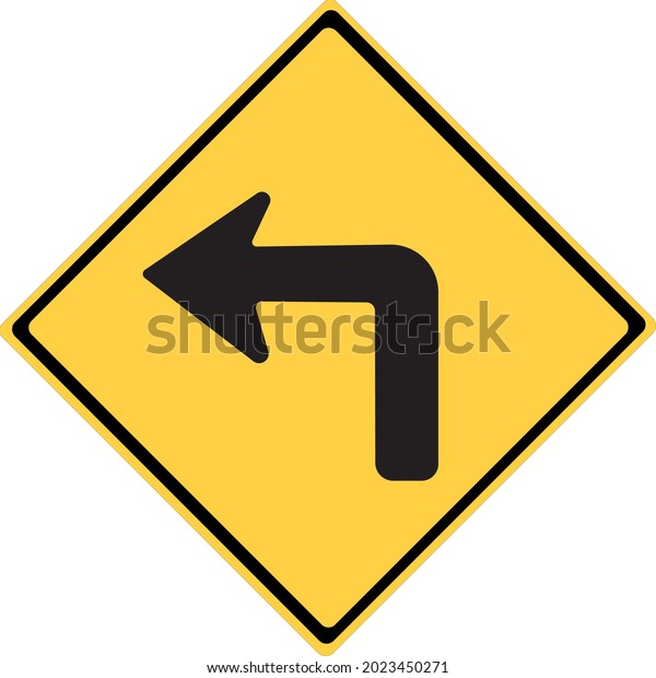Left Turn Sharp Turn Warning Sign Stock Vector (Royalty Free ...