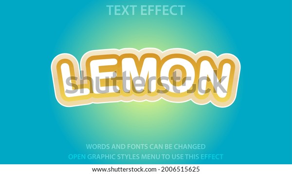 Lemon Text Effect Template Editable Eps Stock Vector (Royalty Free ...