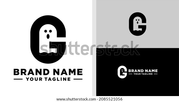 LETTER G LOGO GHOST NEGATIVE SPACE: vector de stock (libre de regalías ...