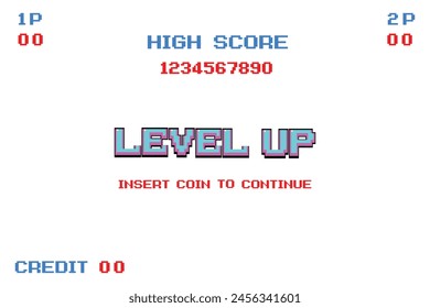 Level Insert Coin Continue Pixel Art Stock Vector (Royalty Free) 2456341601 | Shutterstock