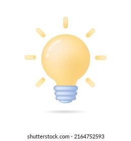 3d Light Bulb Cartoon Vector Icon Stock Vector (Royalty Free ...