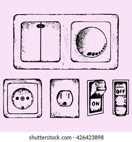 Light Switch Socket Set Doodle Style Stock Vector (Royalty Free ...