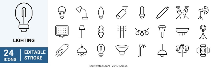 Lighting Outline Icon Set Ambient Light Stock Vector (Royalty Free ...