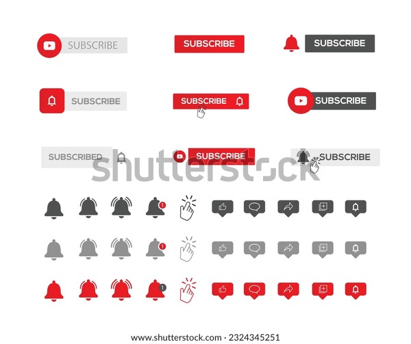 Like Comment Share Subscribe Button Bell Stock Vector (Royalty Free ...