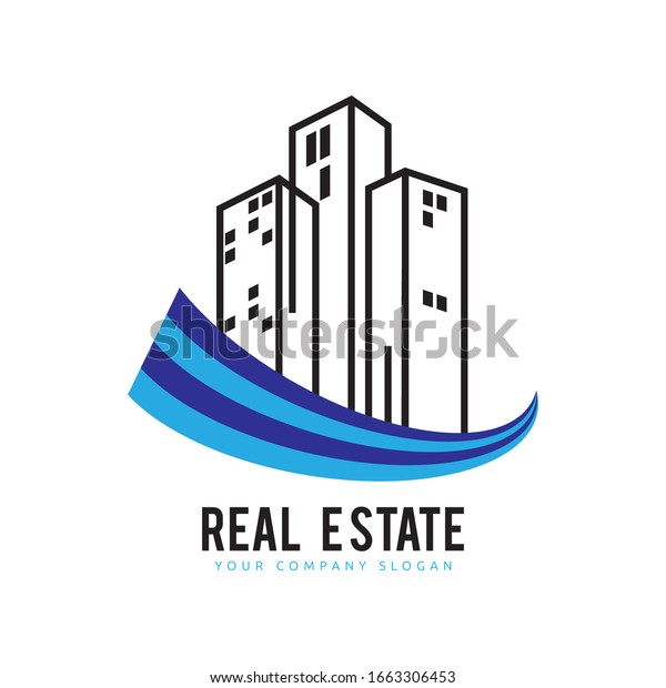 Line Building Logo Design Real Estate Stock Vector (Royalty Free ...