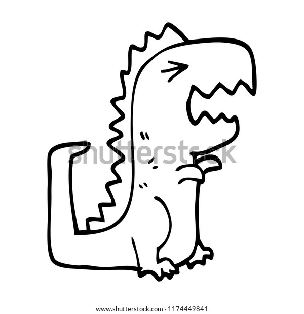 Line Drawing Cartoon Roaring T Rex Stock Vector (Royalty Free ...