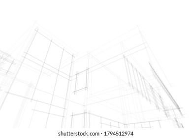 Linear Architecture Sketch Concept 3d Stock Vector (Royalty Free ...