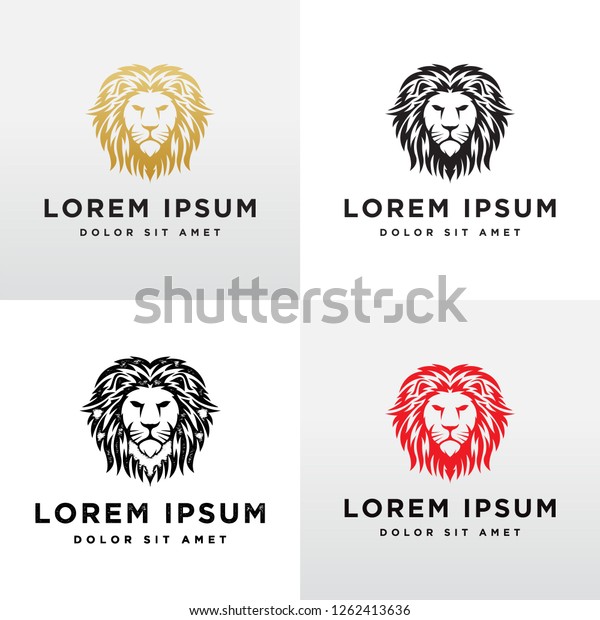 Lion Head Set Logo Vector Isolated: vector de stock (libre de regalías ...