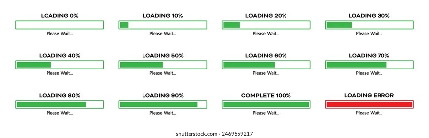 Loading Please Wait Progress Bar Set Stock Vector (Royalty Free ...